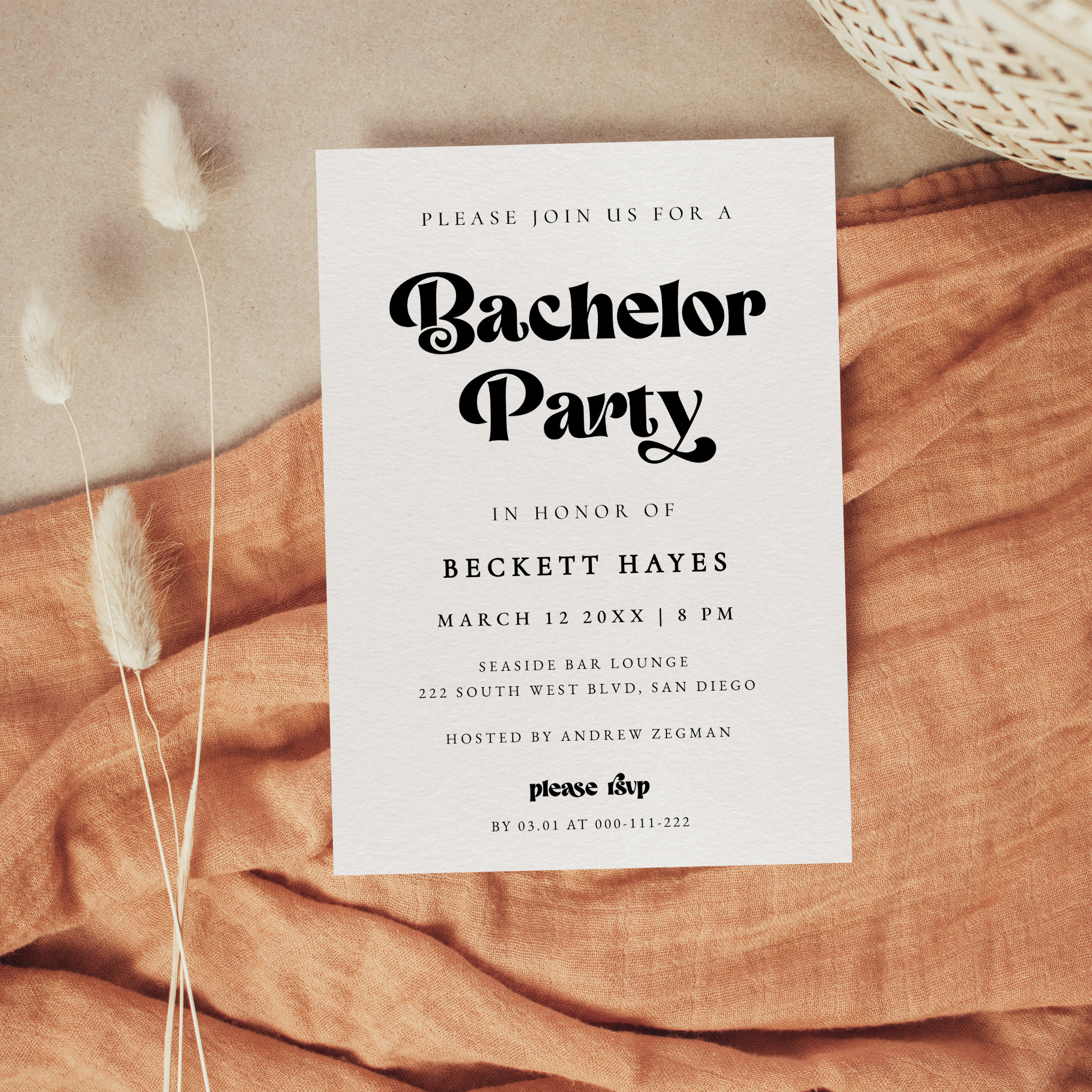 Bachelor Party Invitation, Stag Party, Editable Template, Bachelor ...