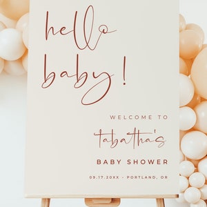 Baby Shower Welcome Sign, Hello Baby Editable Template, Modern ...