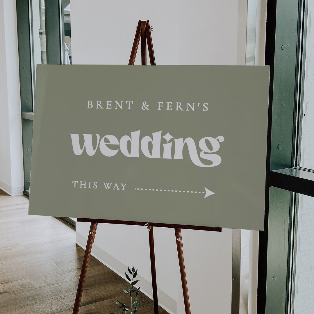 Sage Green Directional Sign This Way Sign Editable Template - Etsy