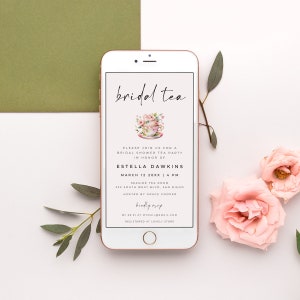 Tea Party Bridal Shower Invitation, Bridal Tea Party Phone Invitation ...