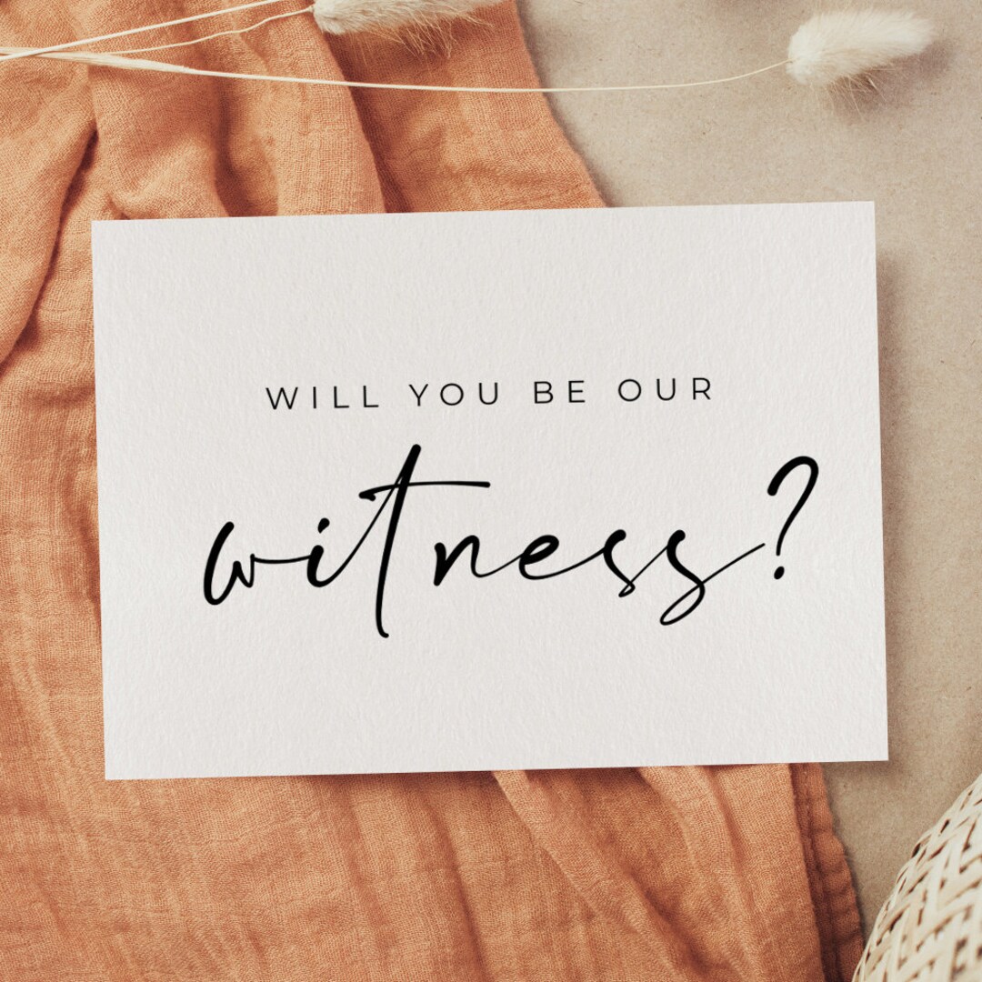 Minimalist Editable Will You Be Our Witness Proposal Card Template for ...