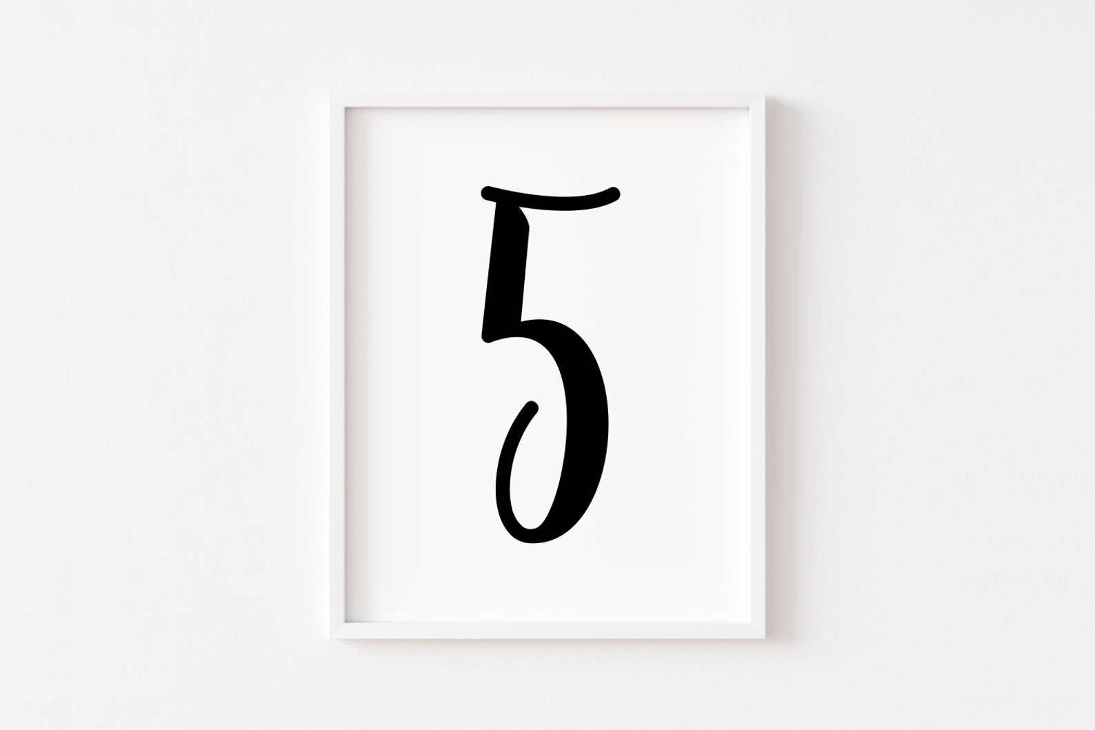 Number 5 PRINTABLE Wall Art Number Sign Black and White | Etsy