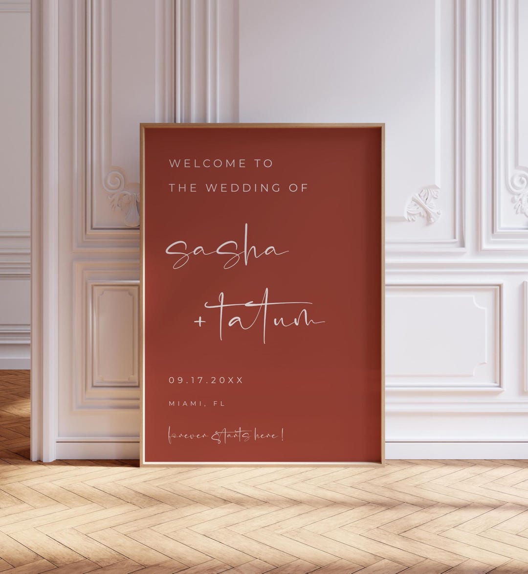 Burgundy Wedding Welcome Sign Template (digital Download), PAYTON - Etsy