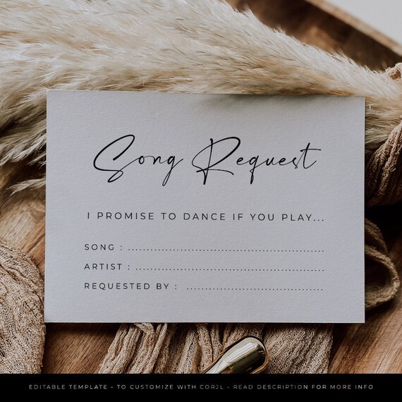 Song Request Card Template I Promise to Dance Printable Card - Etsy