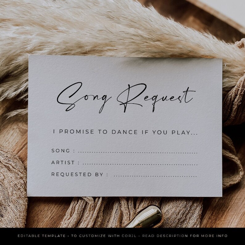 Song Request Card Template I Promise to Dance Printable Card - Etsy