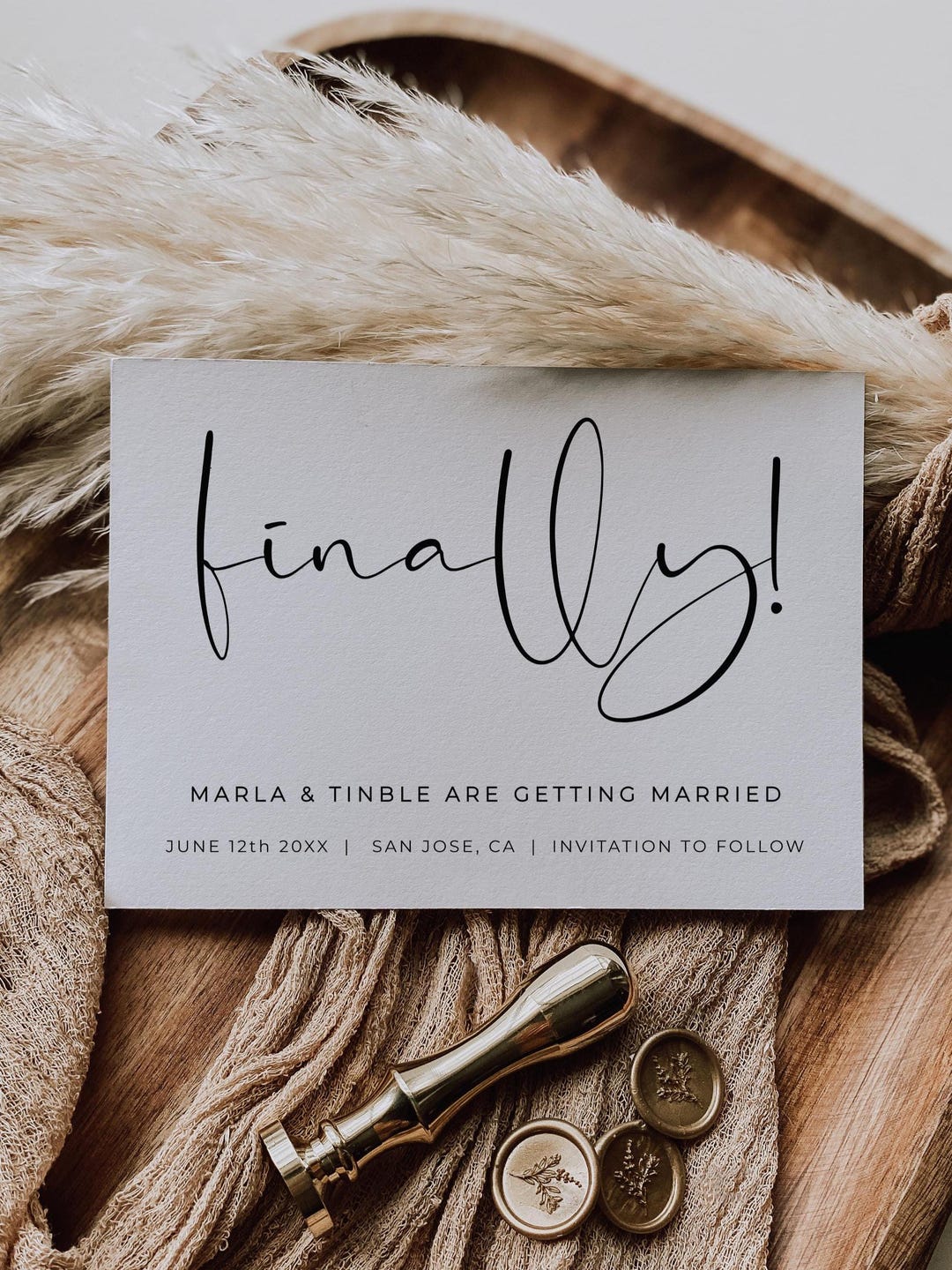 Finally Save the Date, Simple Bold Printable Card Editable Template - Etsy