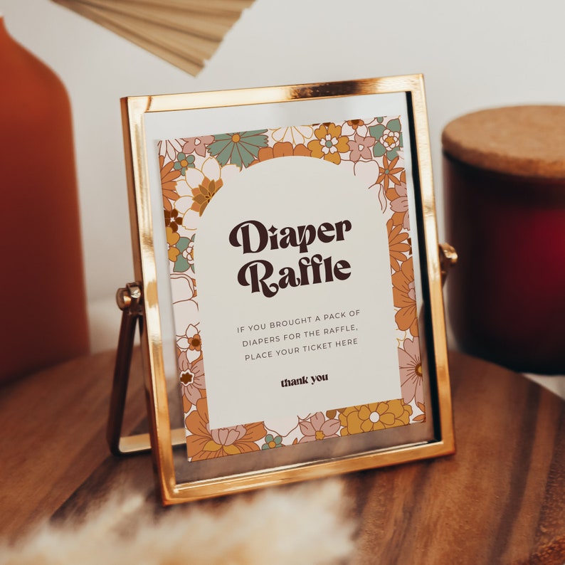 Diaper Raffle Sign, Floral Baby Shower, Printable Sign, Editable ...