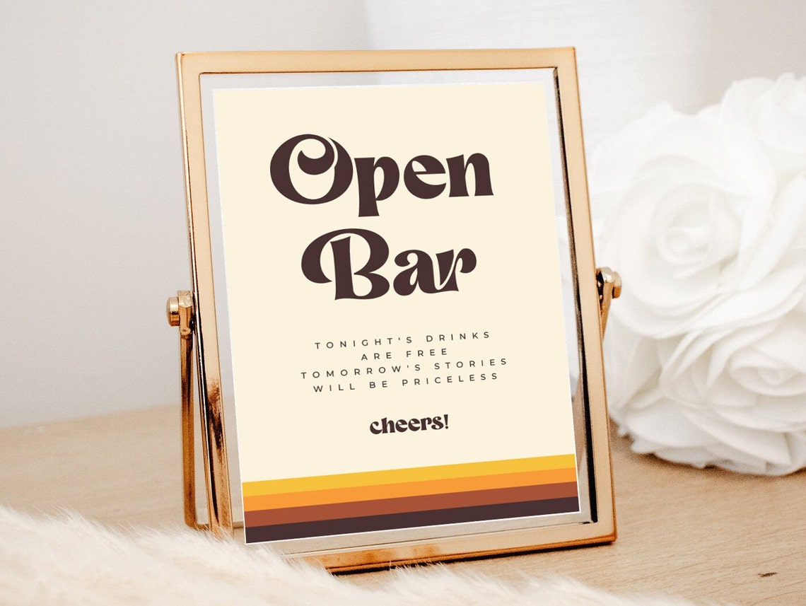 Open Bar Sign, Open Bar Wedding Sign, Wedding Bar Sign, the Drinks Are ...