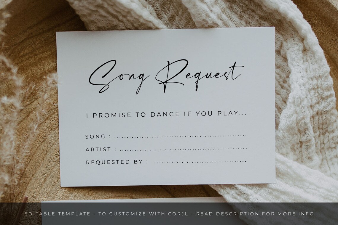 Song Request Card Template I Promise to Dance Printable Card - Etsy