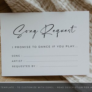 Song Request Card Template I Promise to Dance Printable Card - Etsy