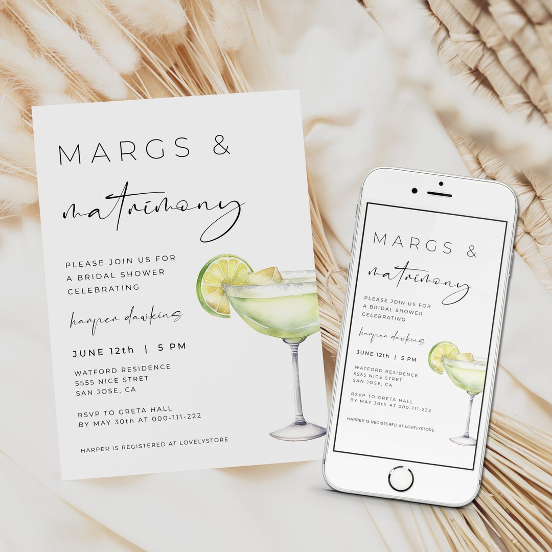Margs and Matrimony Invitation Template, Bridal Shower Bachelorette ...