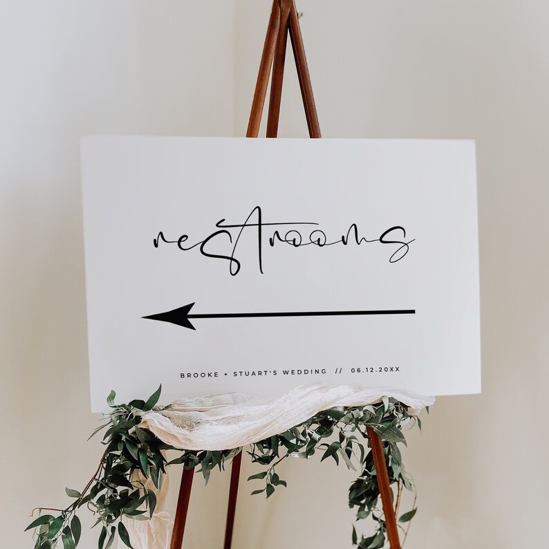 Wedding Restroom Sign, Simple Printable Editable Template With ...