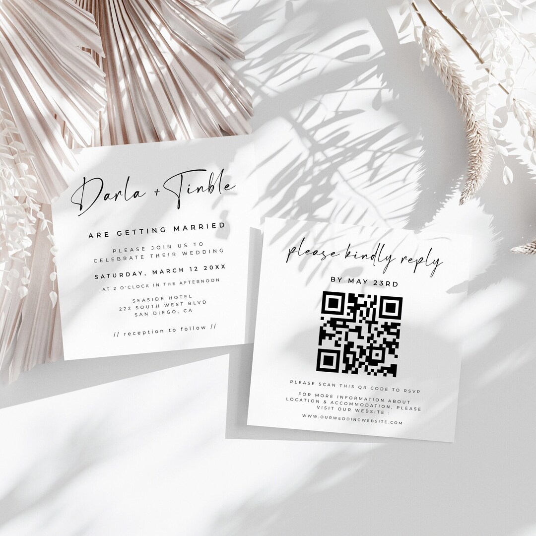 Square Wedding Invitation Template, Square Invitation, Editable ...