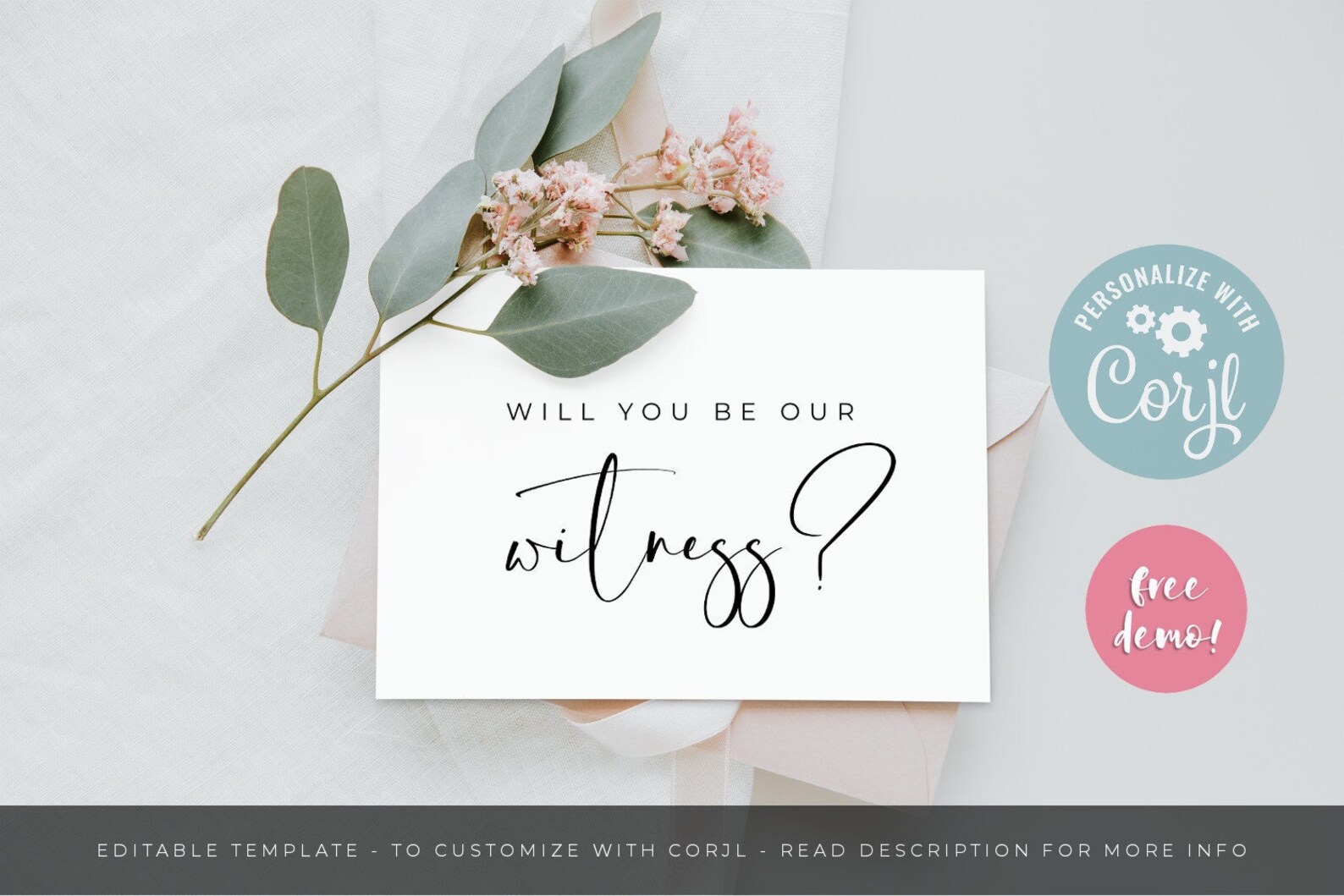 Will You Be Our Witness Proposal Card Editable Template - Etsy