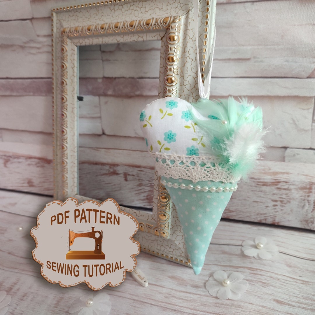 Hanging Heart PDF Pattern Fabric Needlework Sewing PDF Sewing Pattern ...