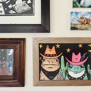 Framed Cowboy Frog Print - Ready to Hang 4"x6" Wall Print Whimsical ...