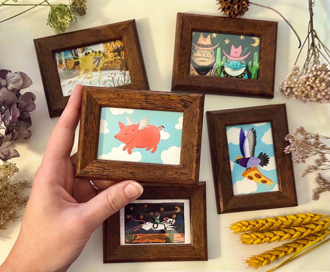 PICK 2 Mini Framed Prints Cute Matte 3x4 Funny Colorful Wall Art Feat ...