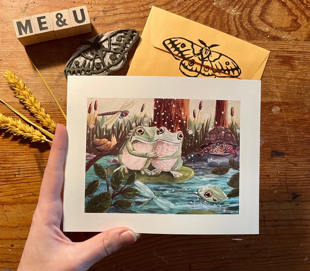 Cute Frog Art (frame Optional)- 4x6"ready to Hang Cute Whimsical Frogs ...