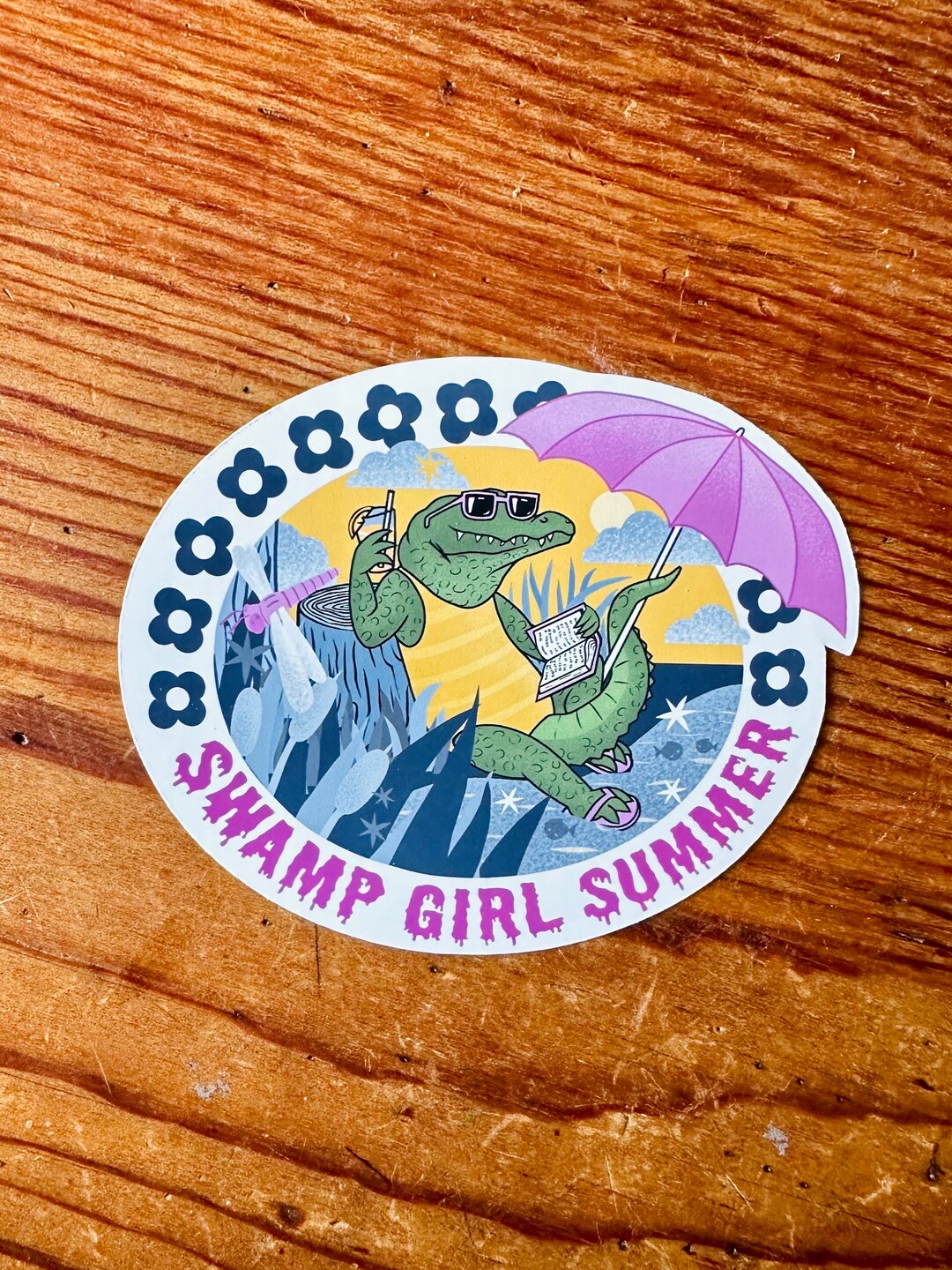 Swamp Girl Summer Alligator Sticker - 3.5” Wide Funny Vinyl Laptop ...