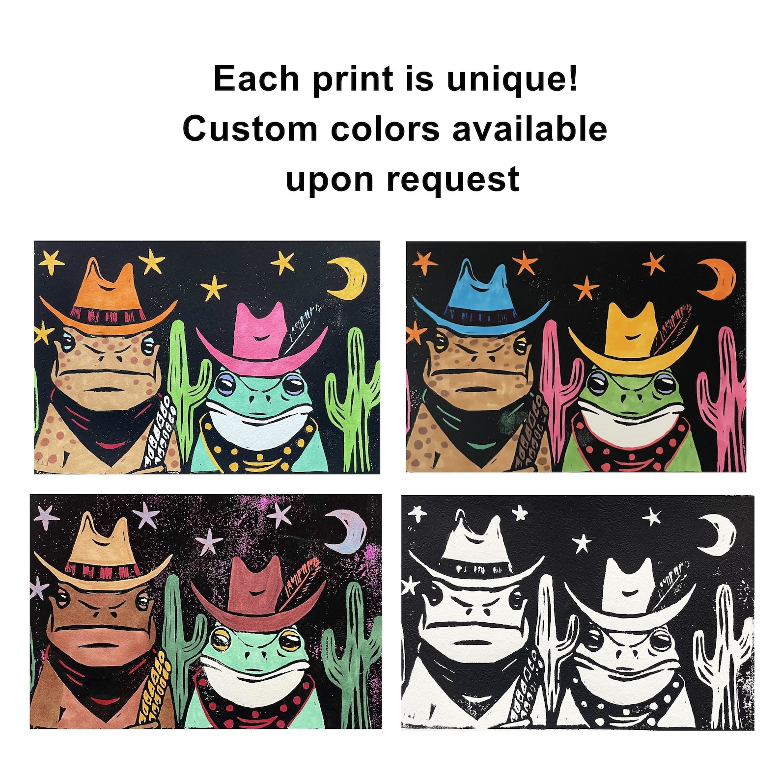 Surprise ORIGINAL Cowboy Frogs Print 4x6 - Etsy