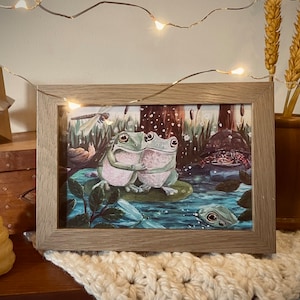 Cute Frog Art (frame Optional)- 4x6"ready to Hang Cute Whimsical Frogs ...