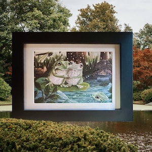 Cute Frog Art (frame Optional)- 4x6"ready to Hang Cute Whimsical Frogs on Lilypad Summer ...