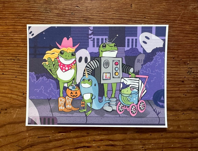 Halloween Frog Family Print (4"x6")- Frame Optional Spooky Cute ...