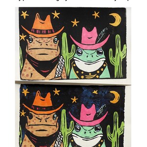 Surprise ORIGINAL Cowboy Frogs Print 4x6 - Etsy