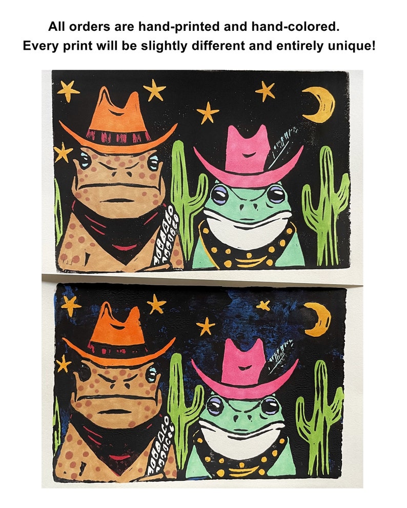 Surprise ORIGINAL Cowboy Frogs Print 4x6 - Etsy