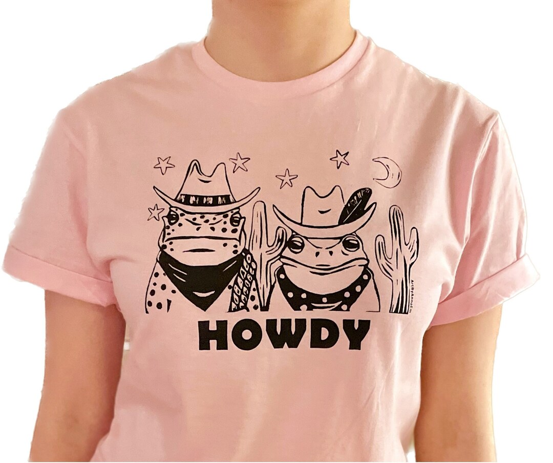 Howdy Cowboy Frog Tshirt Unisex Funny Colorful Toad and Frog Wearing ...