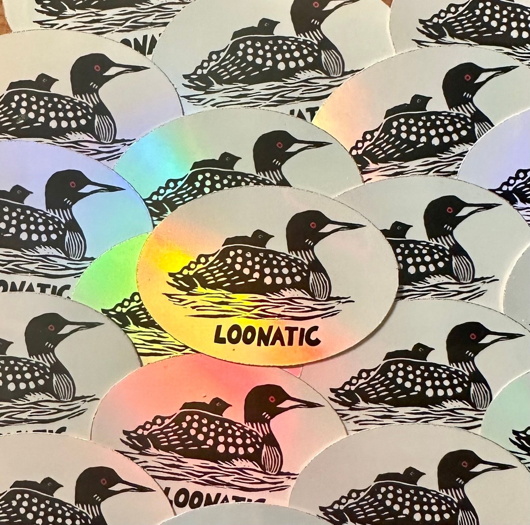 Holographic Loonatic Sticker - 2" Loon Birding Vinyl Laptop Sticker for ...