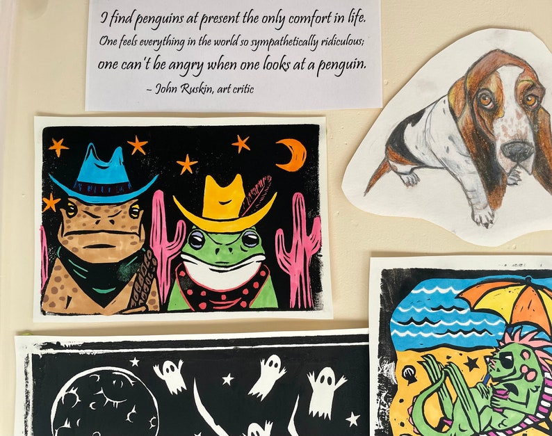 Surprise ORIGINAL Cowboy Frogs Print 4x6 - Etsy