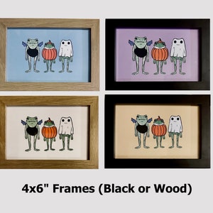 Halloween Frogs Framed Print - Spooky Cute Toad and Frog in Pumpkin ...