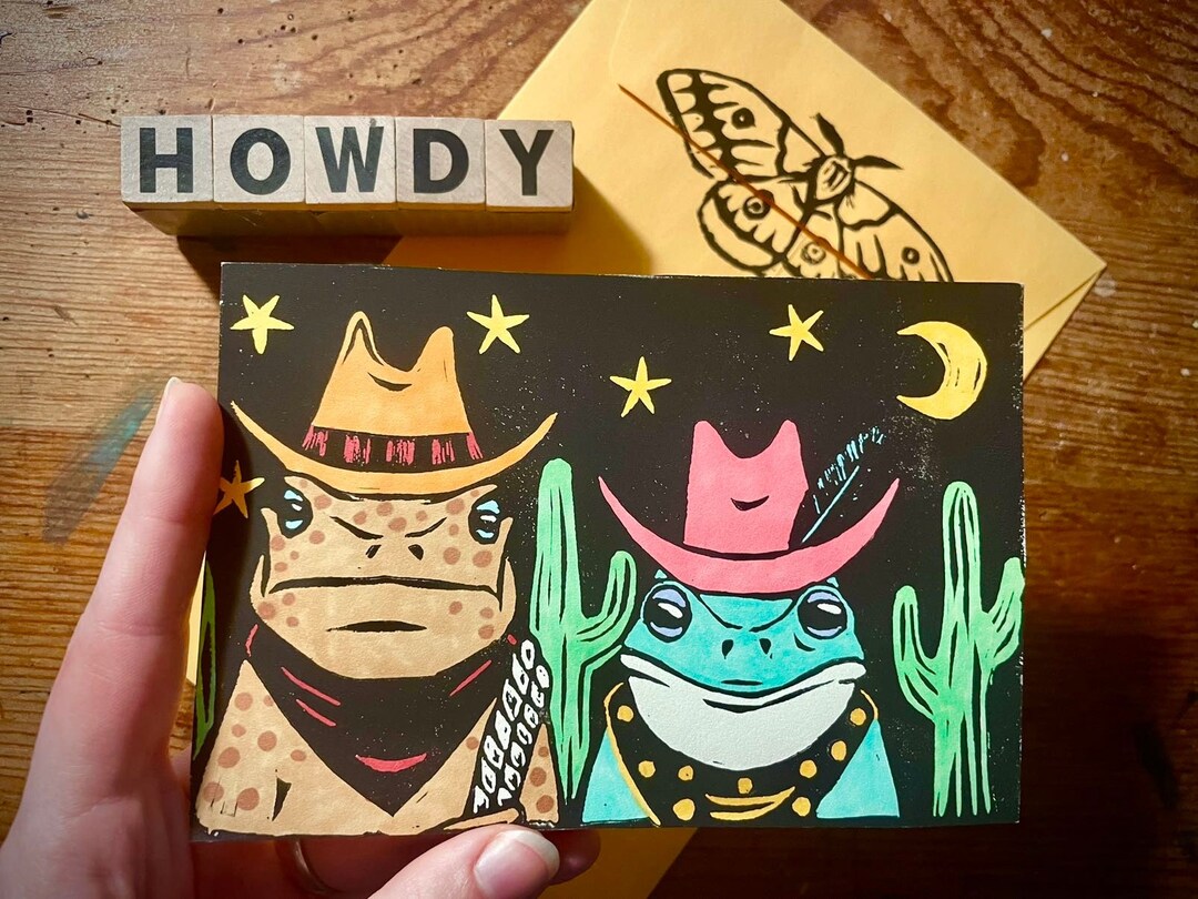 Surprise ORIGINAL Cowboy Frogs Print 4x6 - Etsy