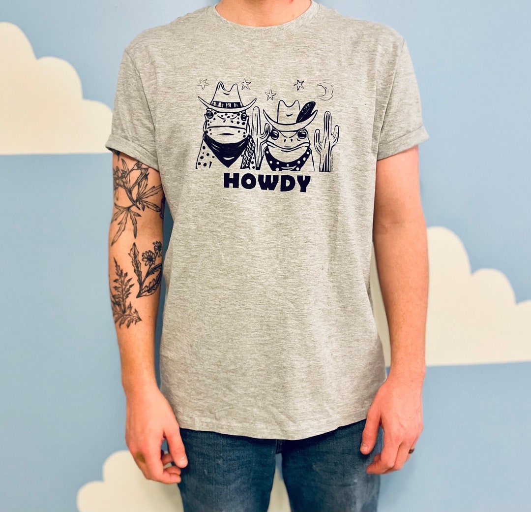 Howdy Cowboy Frog Tshirt Unisex Funny Colorful Toad and Frog Wearing ...