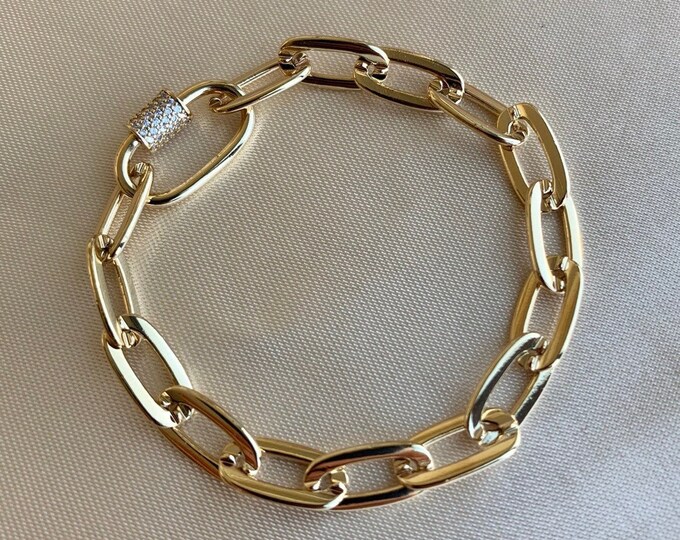 Link Chain Bracelet - Carabiner Lock Bracelet - Chain Lock Bracelet ...