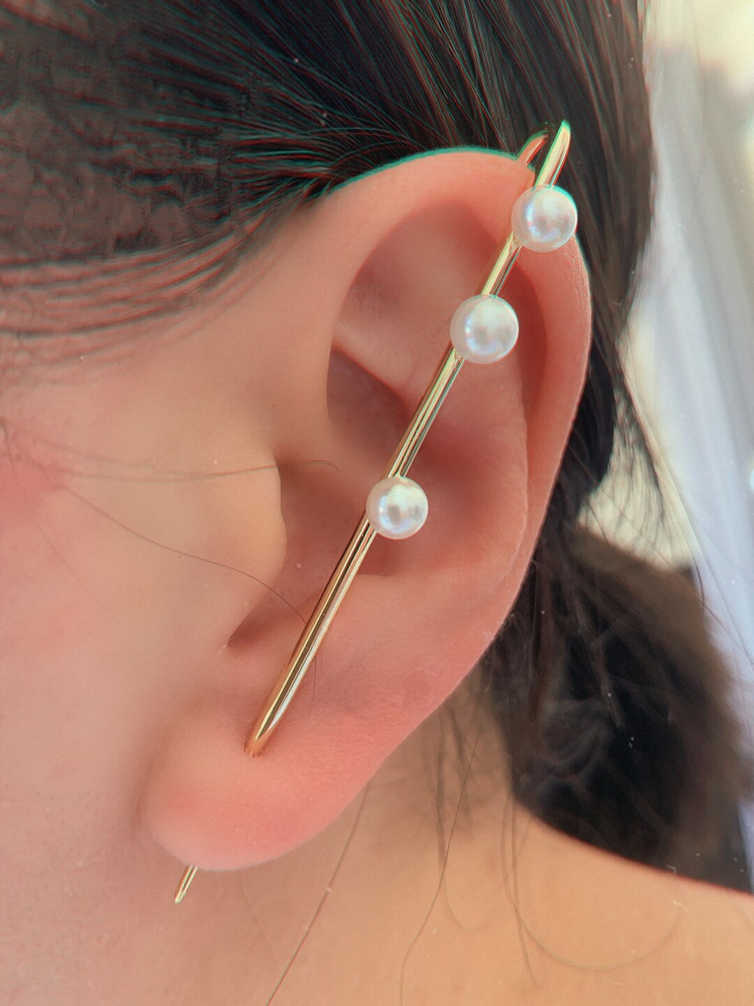 Pearl Ear Pin Gold - Ear Cuff Gold - Ear Climbers - Minimalist Earrings ...