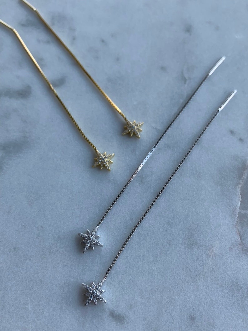 Star Threader Earrings Star Earrings Starburst Earrings | Etsy