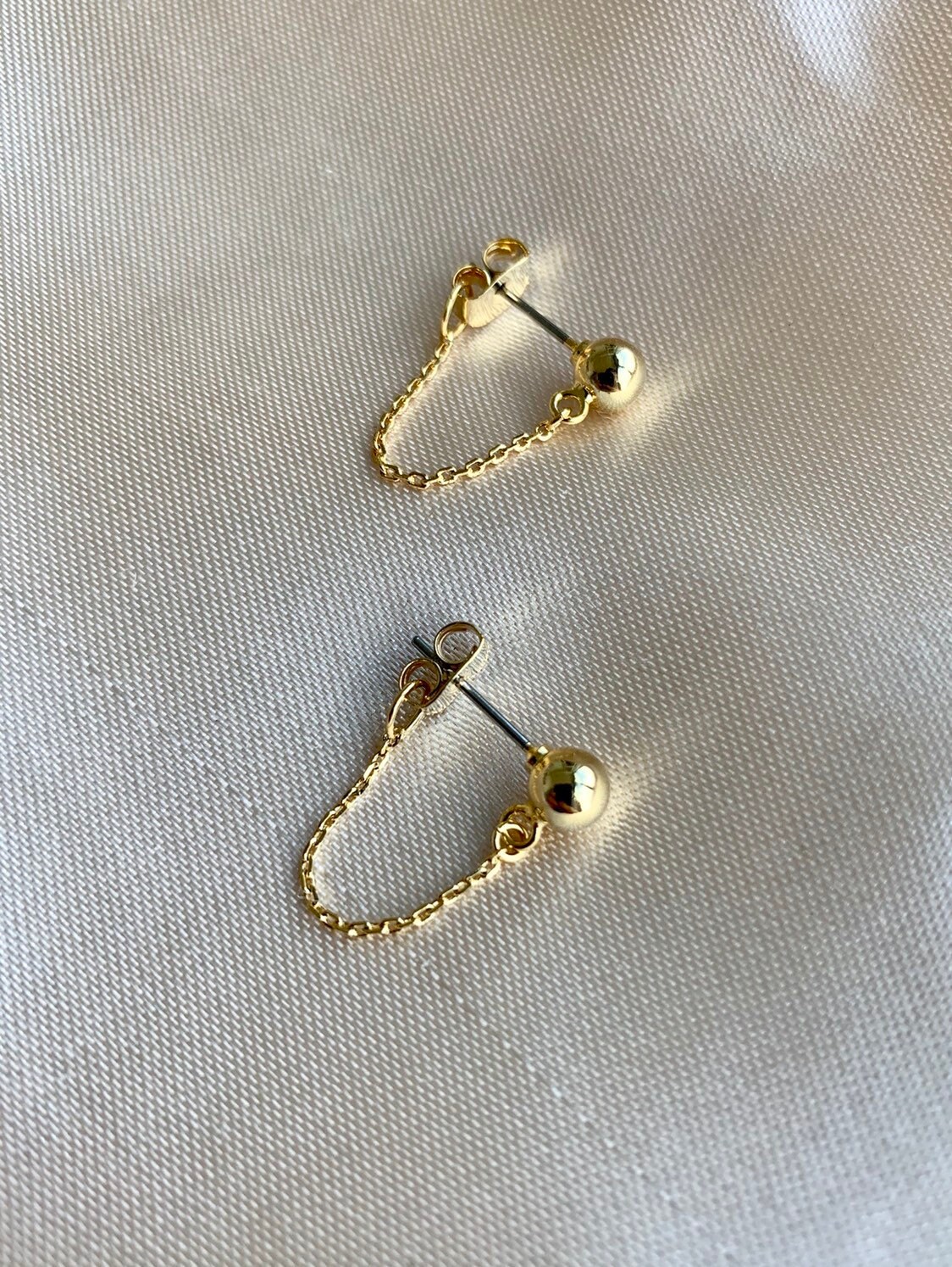 Chain Stud Earrings Threader Earrings Simple Chain | Etsy