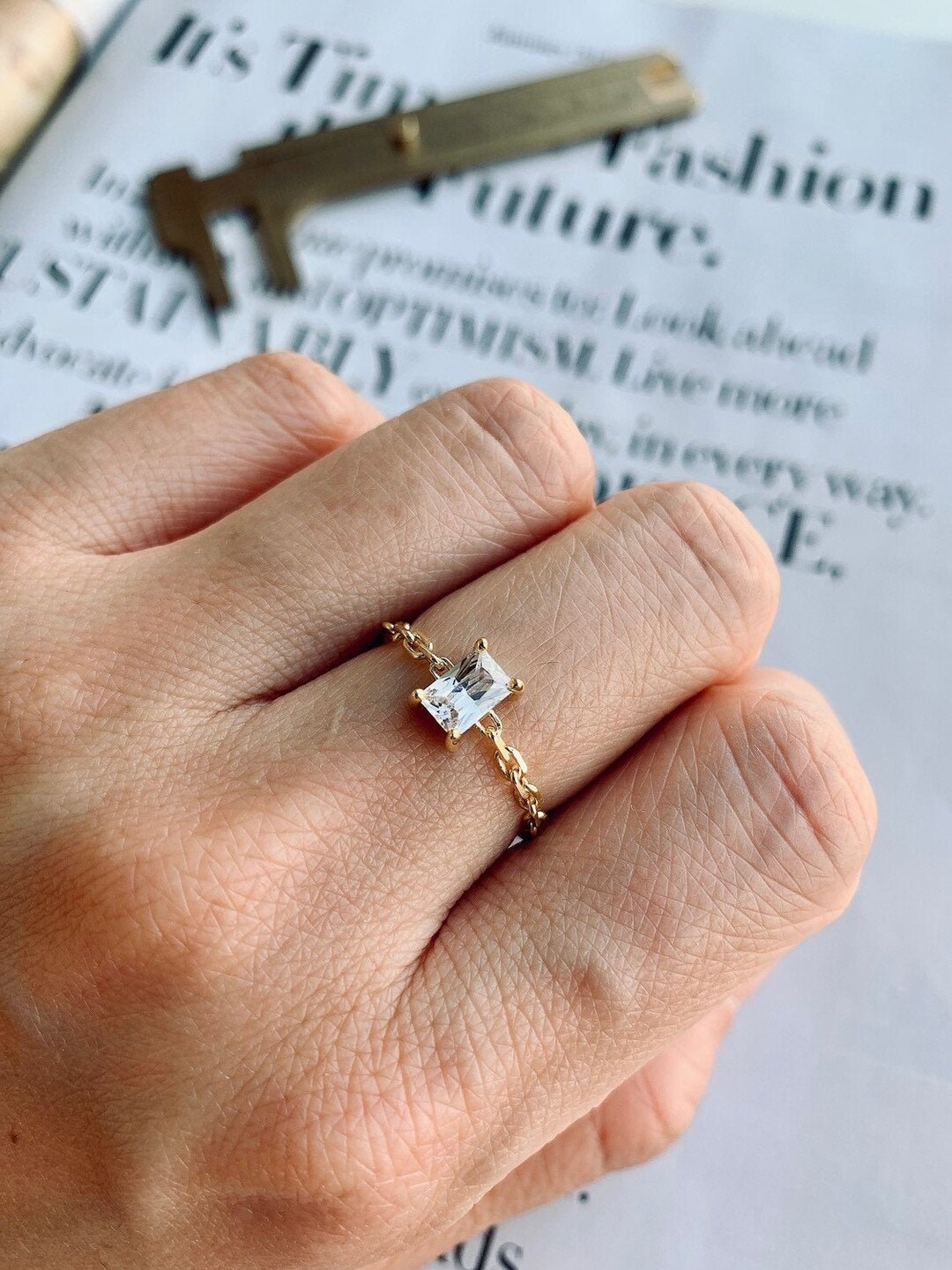 Gold Chain Ring - Dainty Chain Ring - Delicate Chain Ring - Gold ...