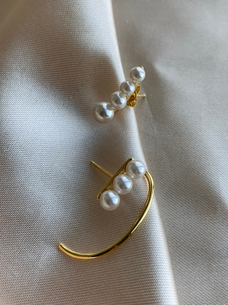 Ear Cuff Pearl Earrings Pearl Ear Cuff Suspender - Etsy