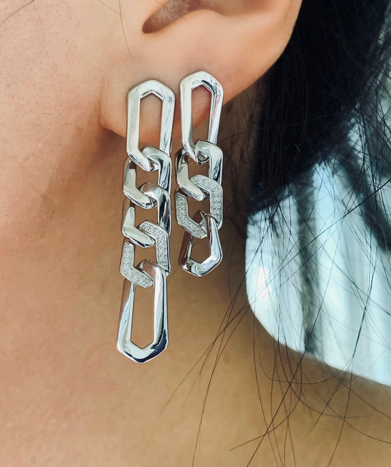 Chain Link Earrings Statement Earrings Chain Earrings | Etsy