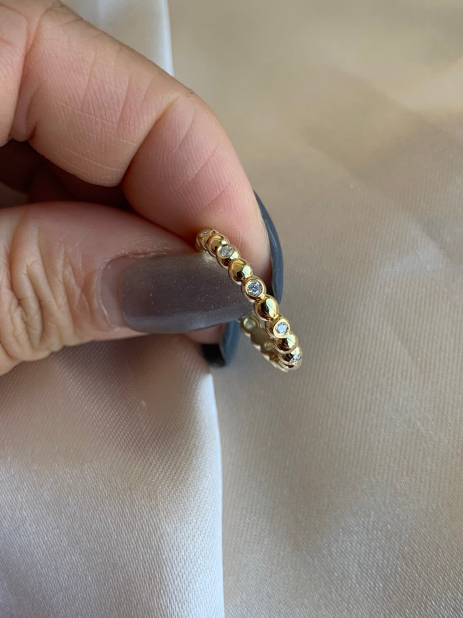 Dot Stacking Stone Ring Dainty Diamond Ring Dotted Ring | Etsy