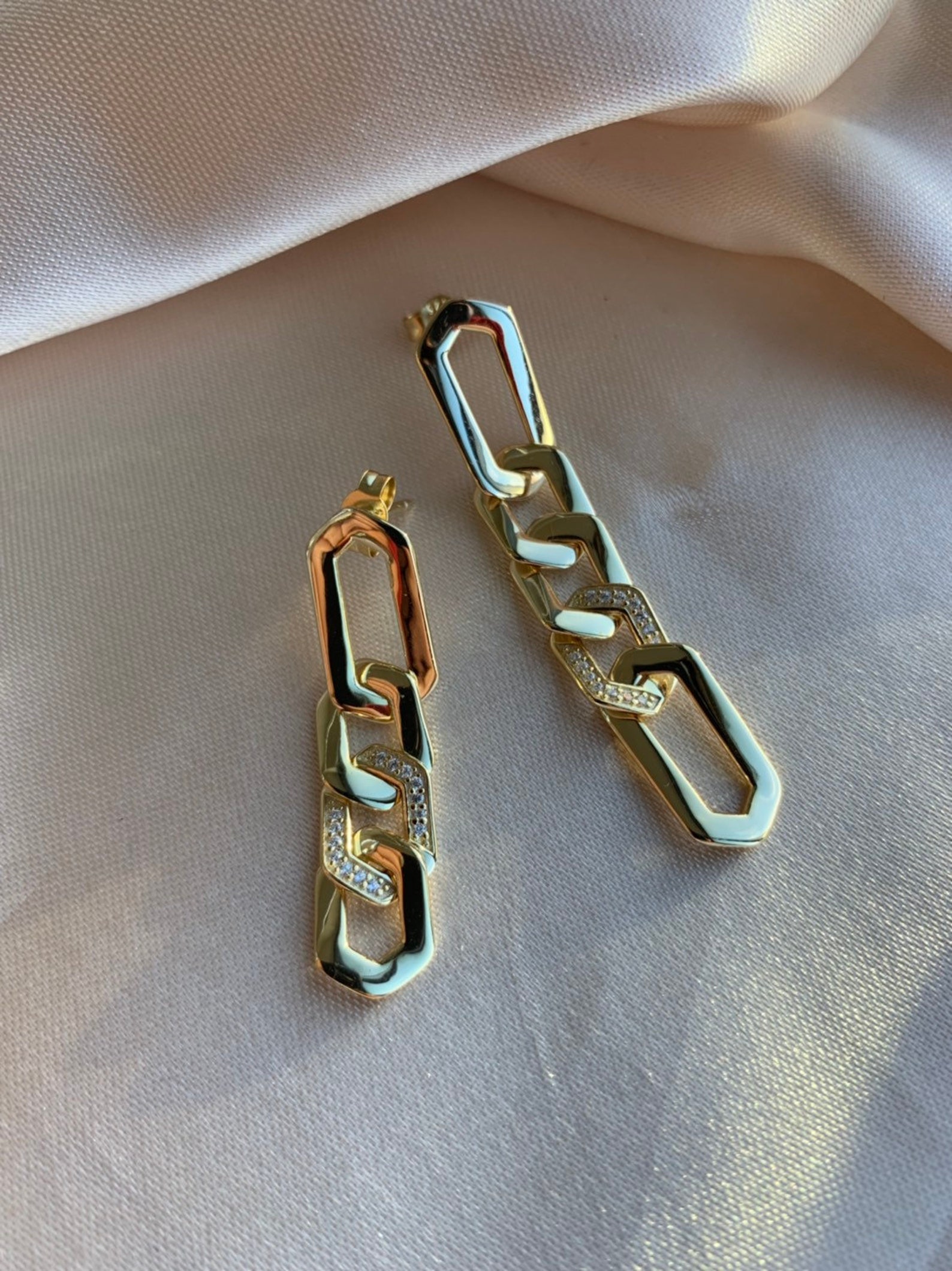 Chain Link Earrings Statement Earrings Chain Earrings | Etsy