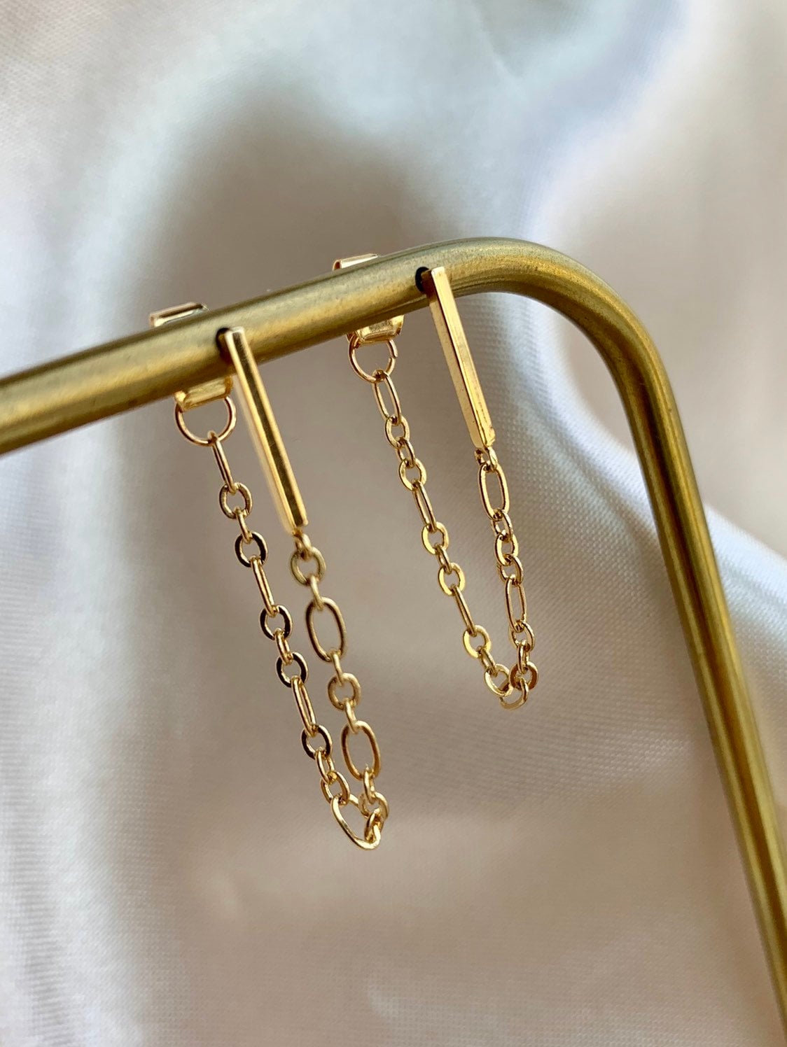 Chain Loop Earrings - Gold Chain Earrings - Minimalist Earrings - Gold ...
