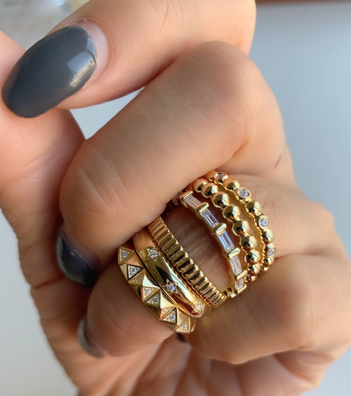 Star Ring Gold Stacking Ring Galaxy Ring Gemstone Ring | Etsy