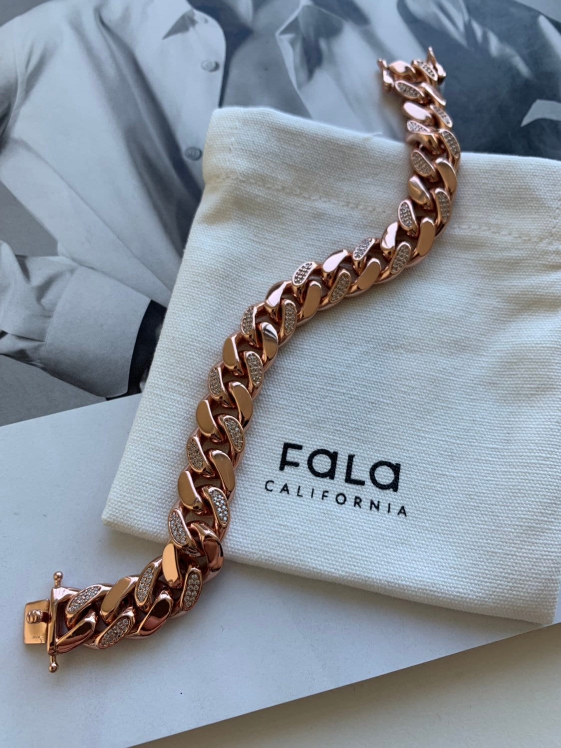 Cuban Link Bracelet Rose Gold CZ Chain Bracelet Diamond - Etsy