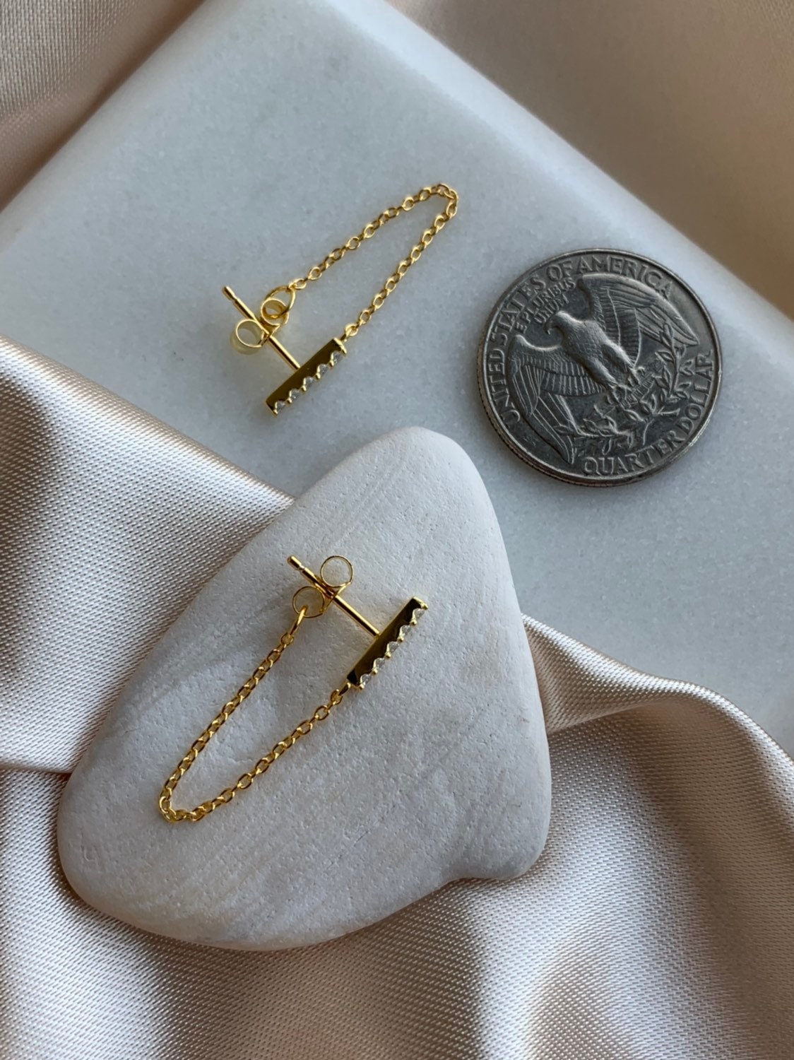 Chain Stud Earrings Gold Chain Earrings Dangle Earrings | Etsy