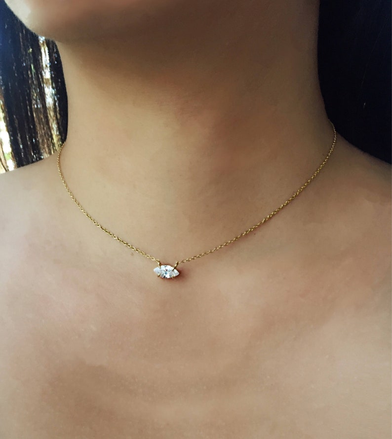 Minimalist Necklace Gold Chain Necklace Tiny Charm | Etsy
