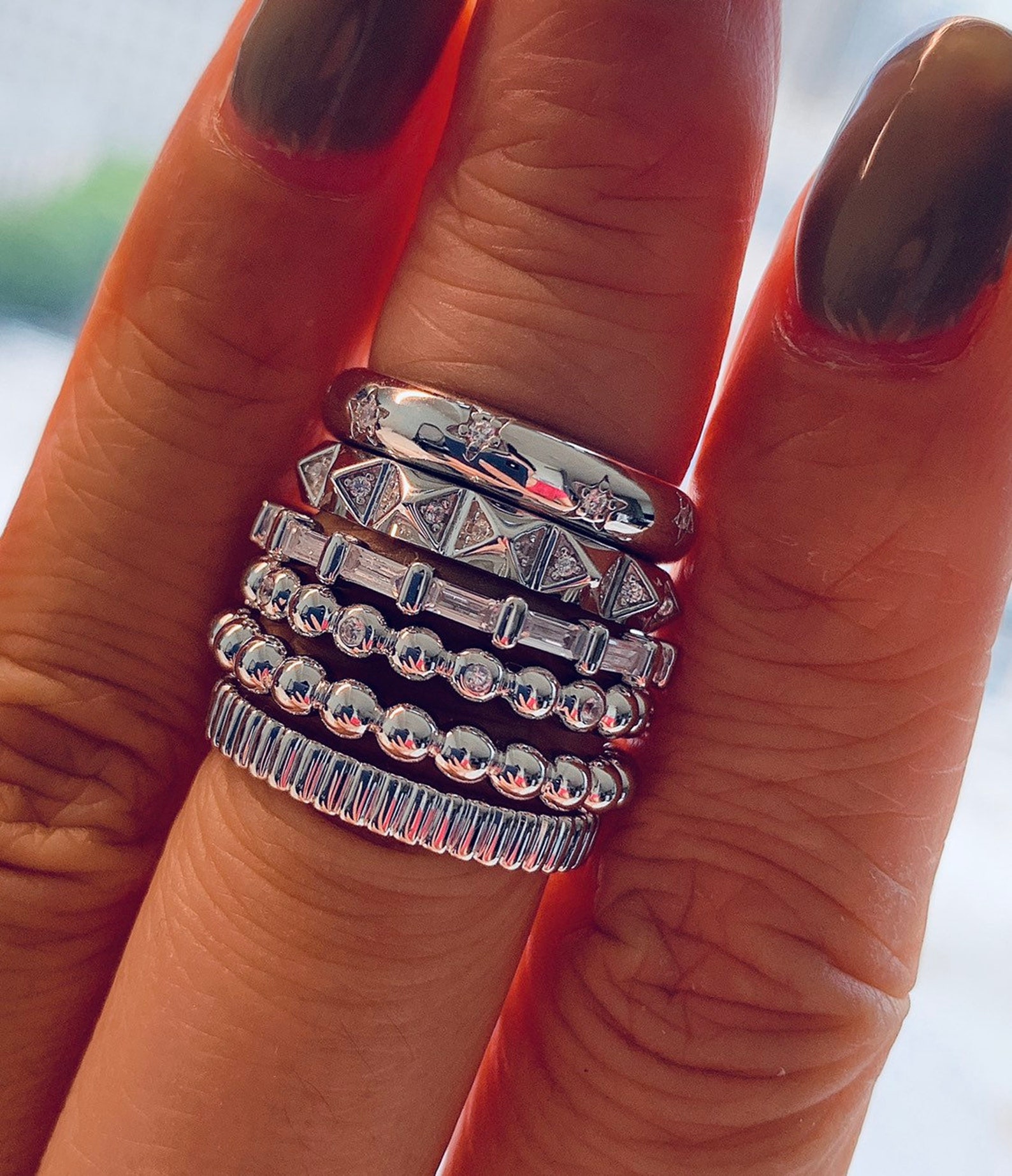 Sterling Silver Dainty Ring Gemstone Ring Dainty Stacking | Etsy